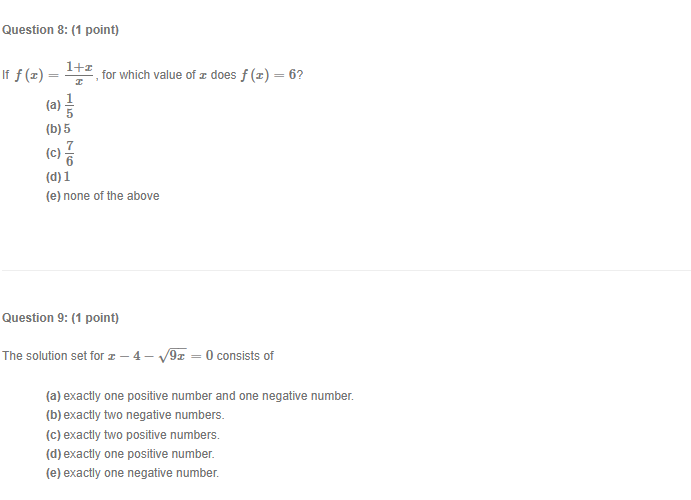 Solved f(x)=x1+x, for which value of x does f(x)=6 ? (a) 51 | Chegg.com