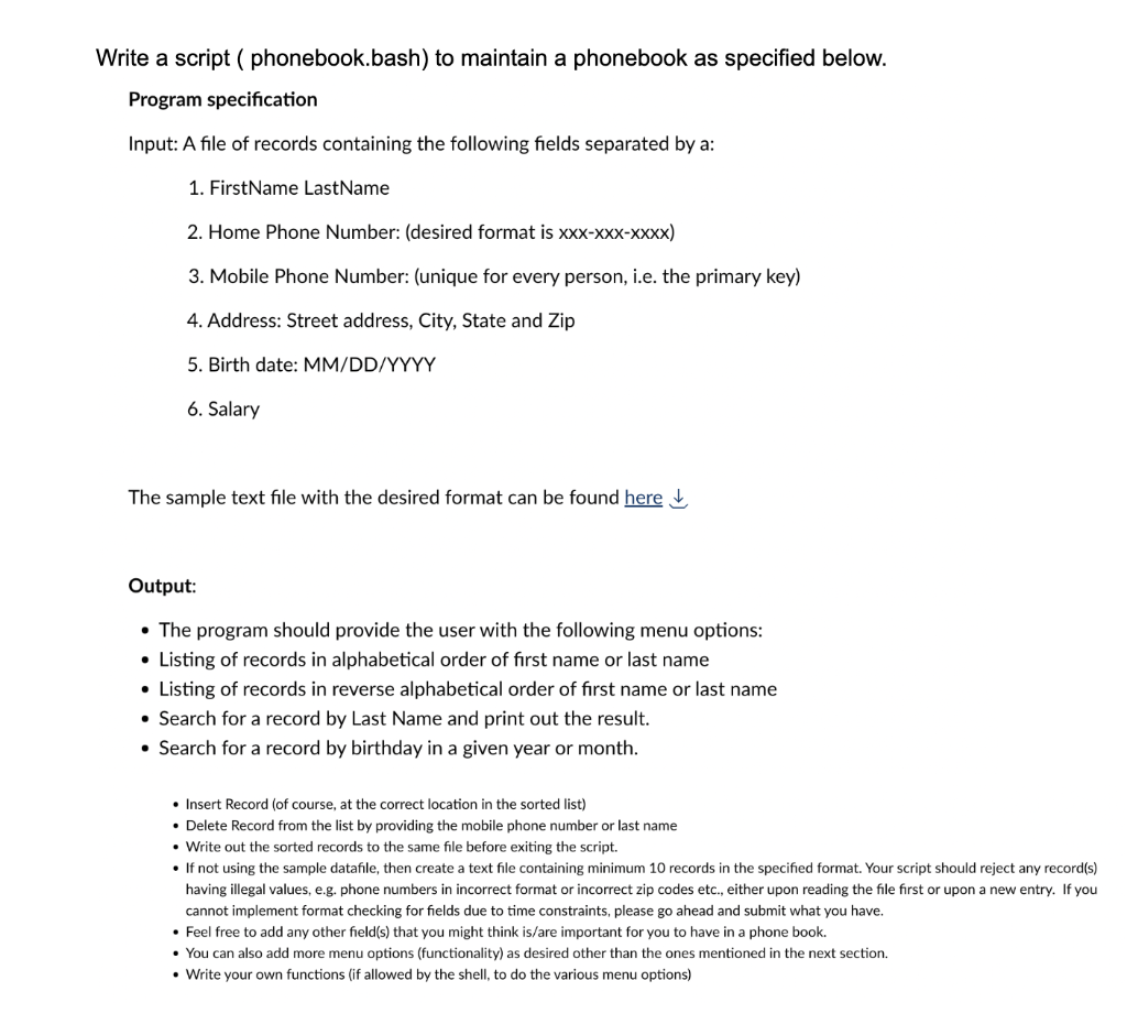Solved PLEASE WRITE IN BASH SCRIPT Steve | Chegg.com