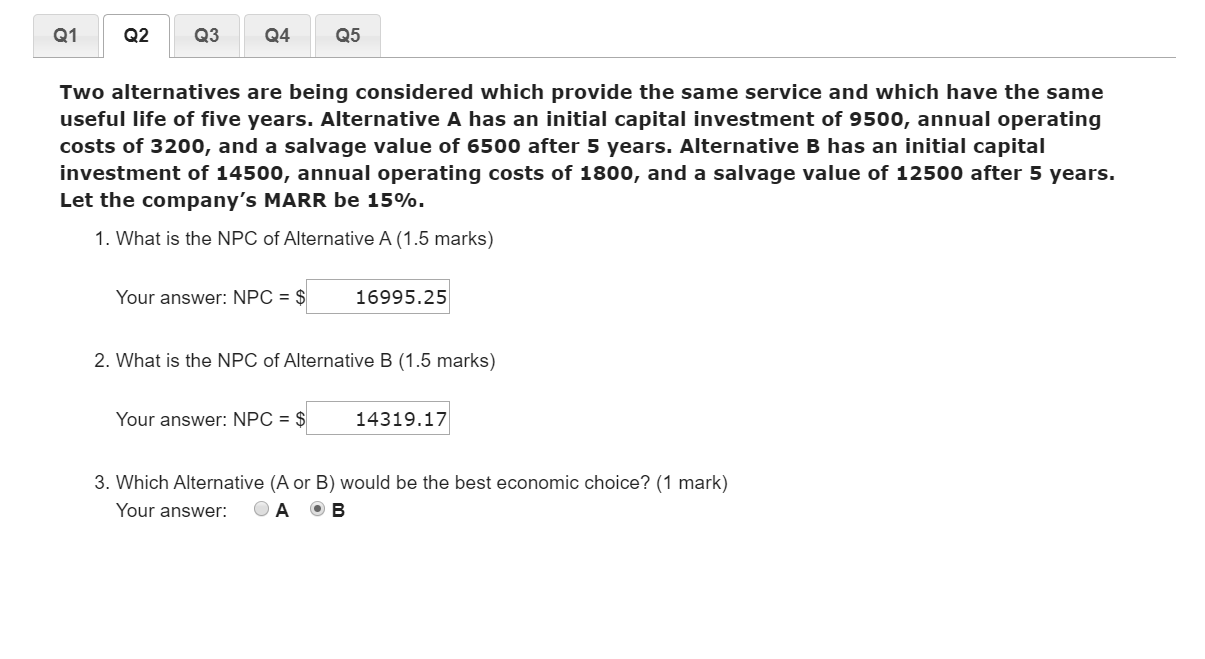Solved Q1 Q2 Q3 Q4 Q5 A project required an initial | Chegg.com