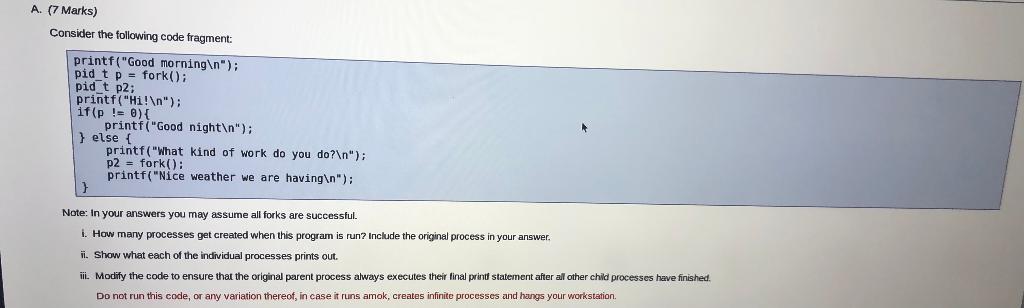 Solved A. (7 Marks) Consider the following code fragment: | Chegg.com