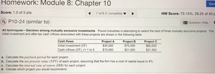 Solved Homework Module 8 Chapter 10 Save Score 1 5 Of 5