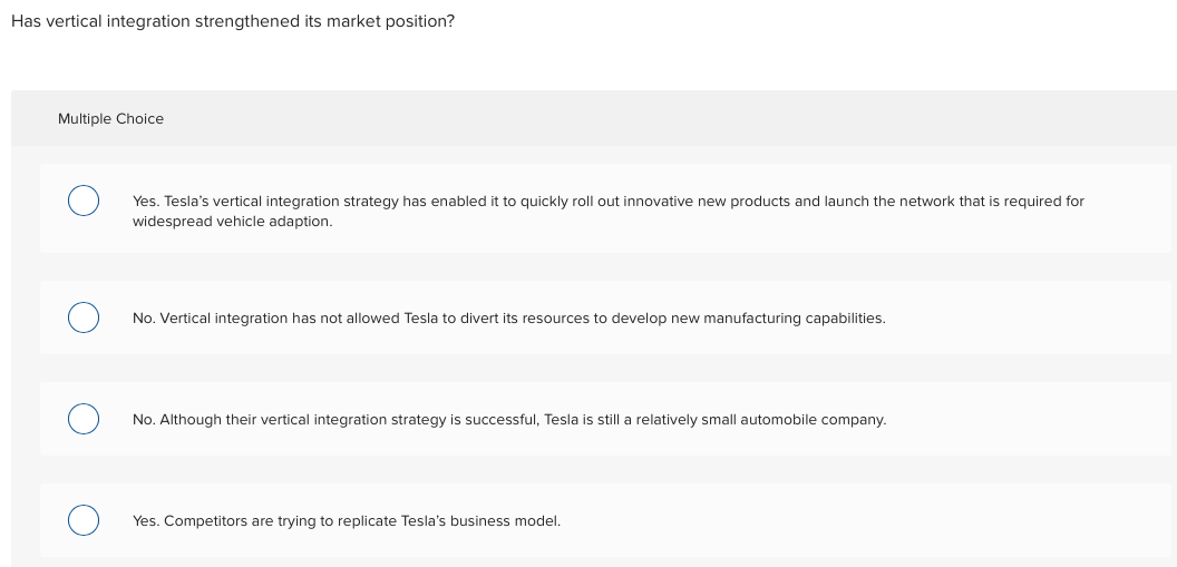 Solved Vertical Integration Strategies Read the overview | Chegg.com