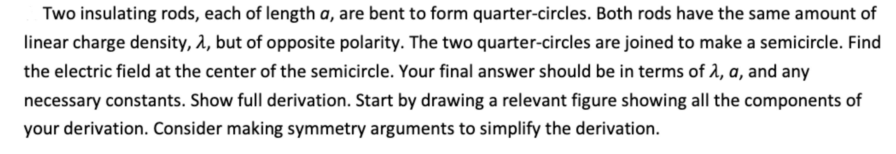 Solved Two insulating rods, each of length a, are bent to | Chegg.com