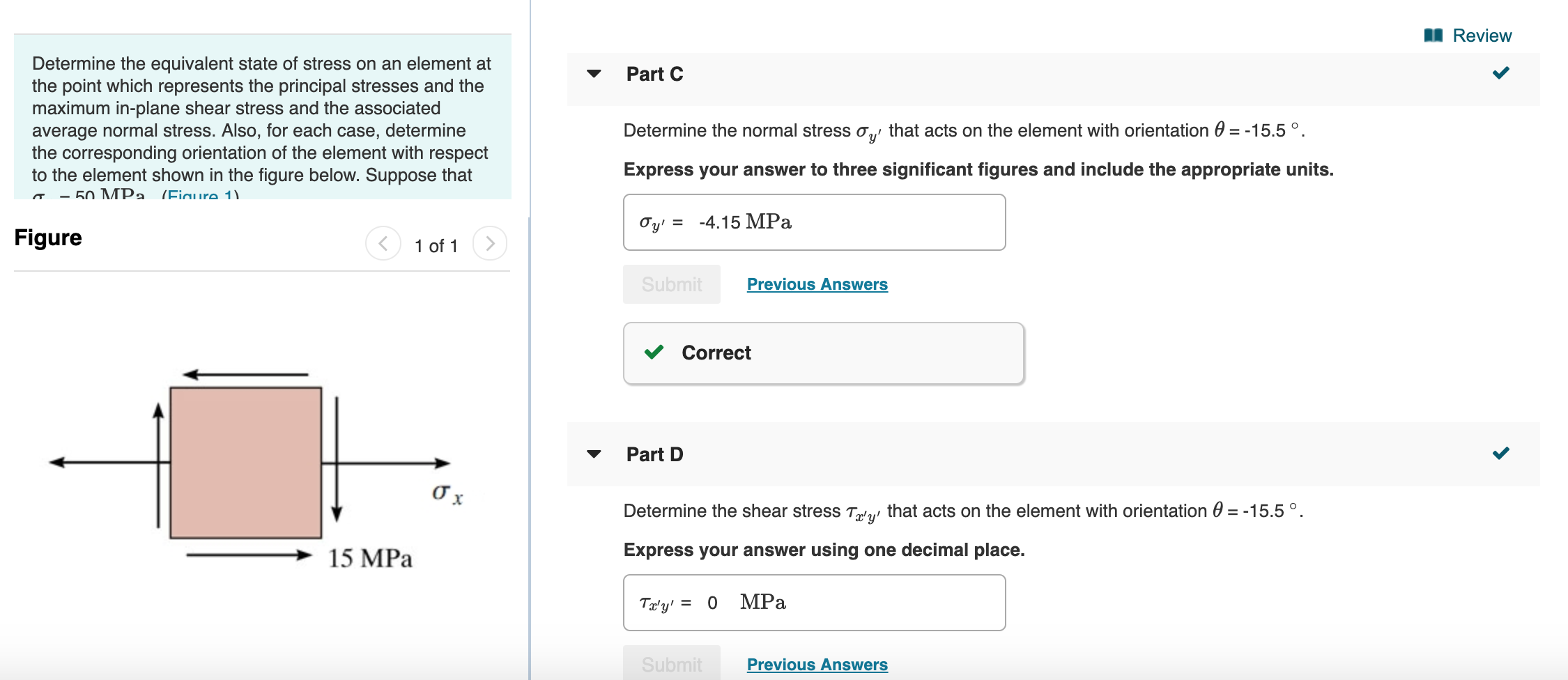 Solved Part F Determine the shear stress Tx"y" that acts on | Chegg.com