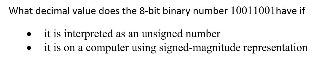 Solved What decimal value does the 8-bit binary number | Chegg.com