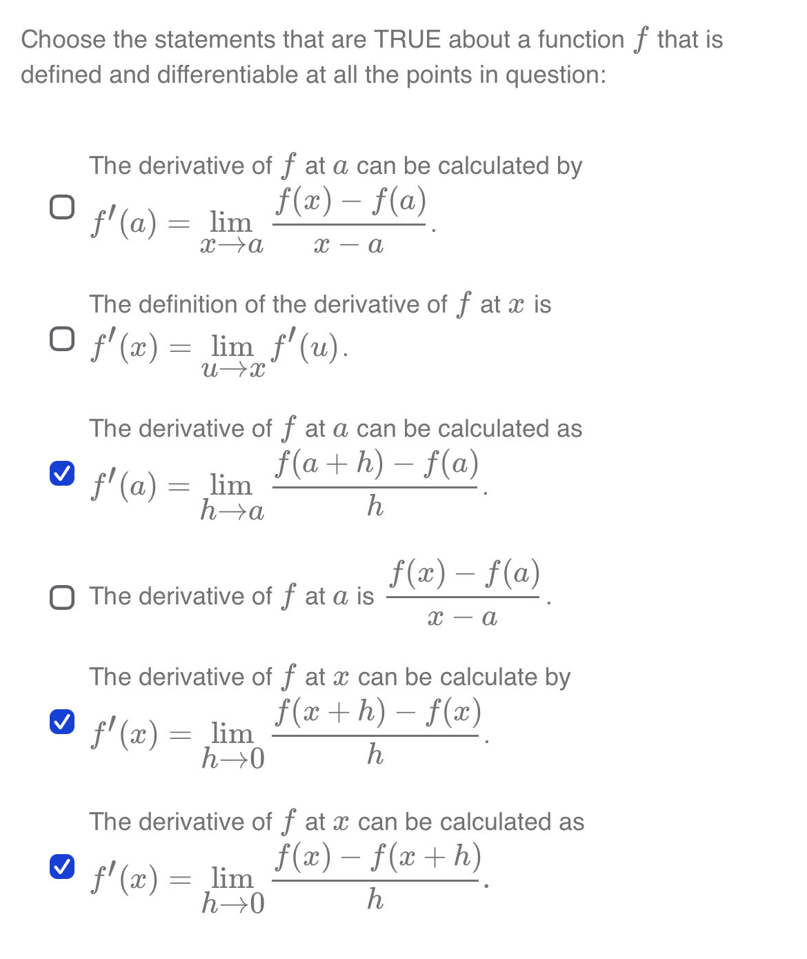 Solved Choose the statements that are TRUE about a function | Chegg.com