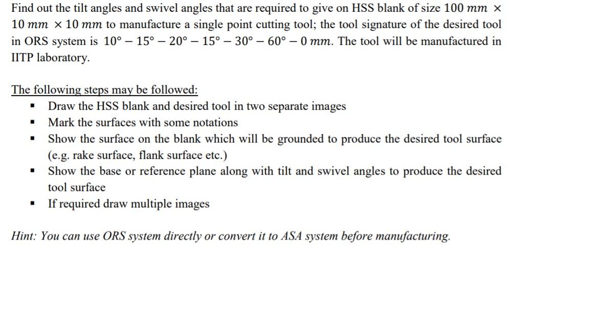 Solved a Find out the tilt angles and swivel angles that are | Chegg.com