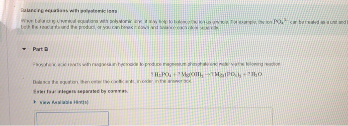 Solved Balancing equations with polyatomic ions When | Chegg.com
