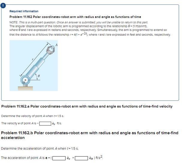 Solved Problem 11.162 Polar coordinates-robot arm with | Chegg.com