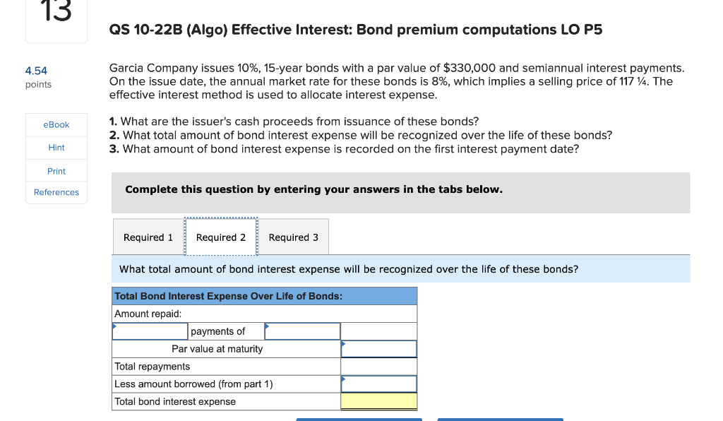 Solved 13 4.54 points eBook Hint Print References QS 10-22B | Chegg.com