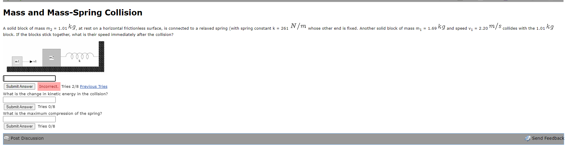 Solved Mass and Mass-Spring Collisionblock. If the blocks | Chegg.com