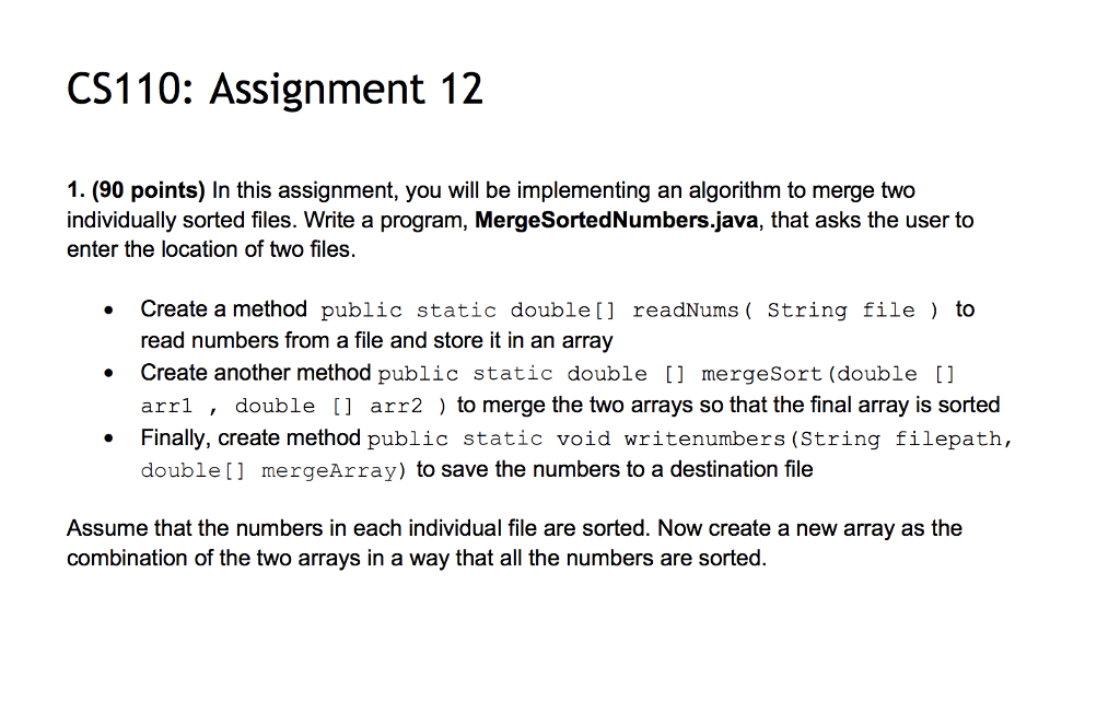 Solved CS110: Assignment 12 1. (90 points) In this | Chegg.com