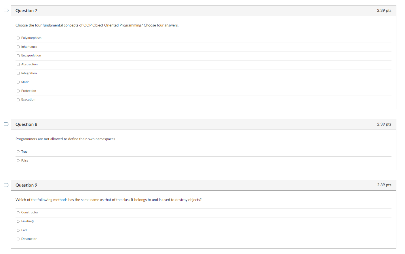 Solved D Question 7 2.39 pts Choose the four fundamental | Chegg.com