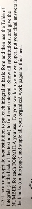 Solved 1-5: Use an appropriate u-substitution to put each | Chegg.com