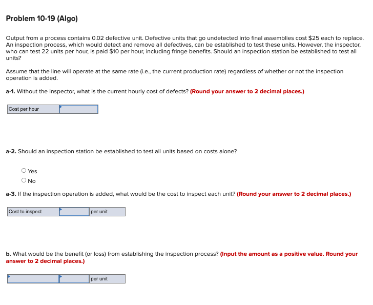 Solved Problem 10-19 (Algo) Output from a process contains | Chegg.com