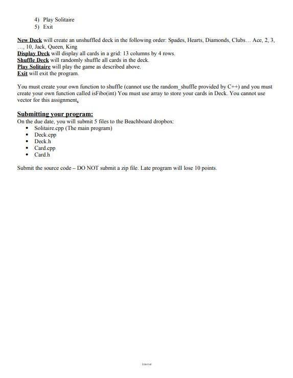 Solved Solitaire is a card game that is played by one | Chegg.com