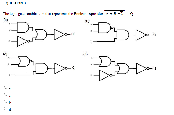 Solved The logic gate combination that represents the | Chegg.com