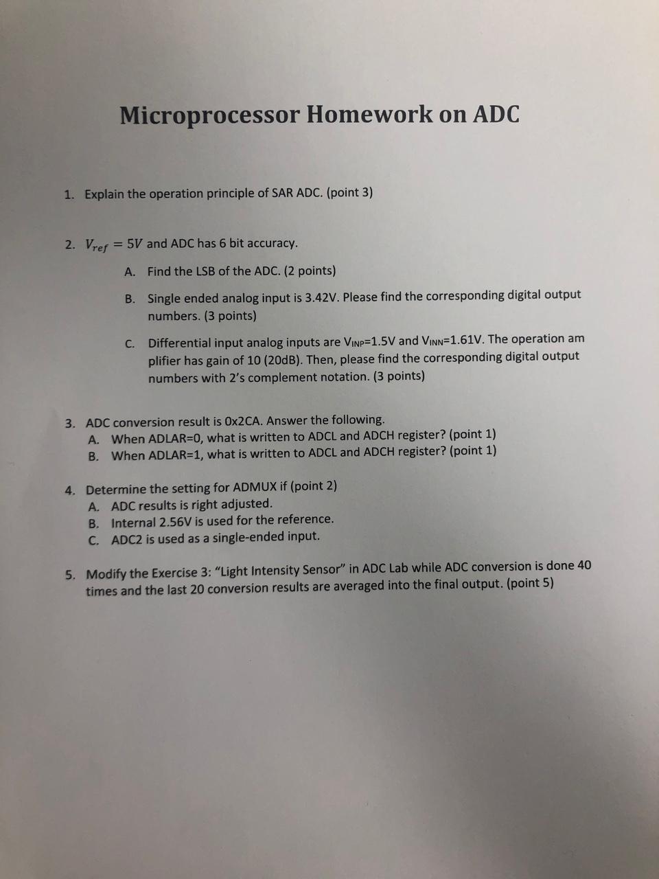 Solved Microprocessor Homework On Adc 1 Explain The 