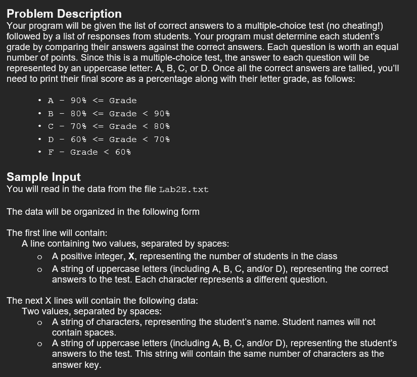 Solved Problem Description Your Program Will Be Given The 