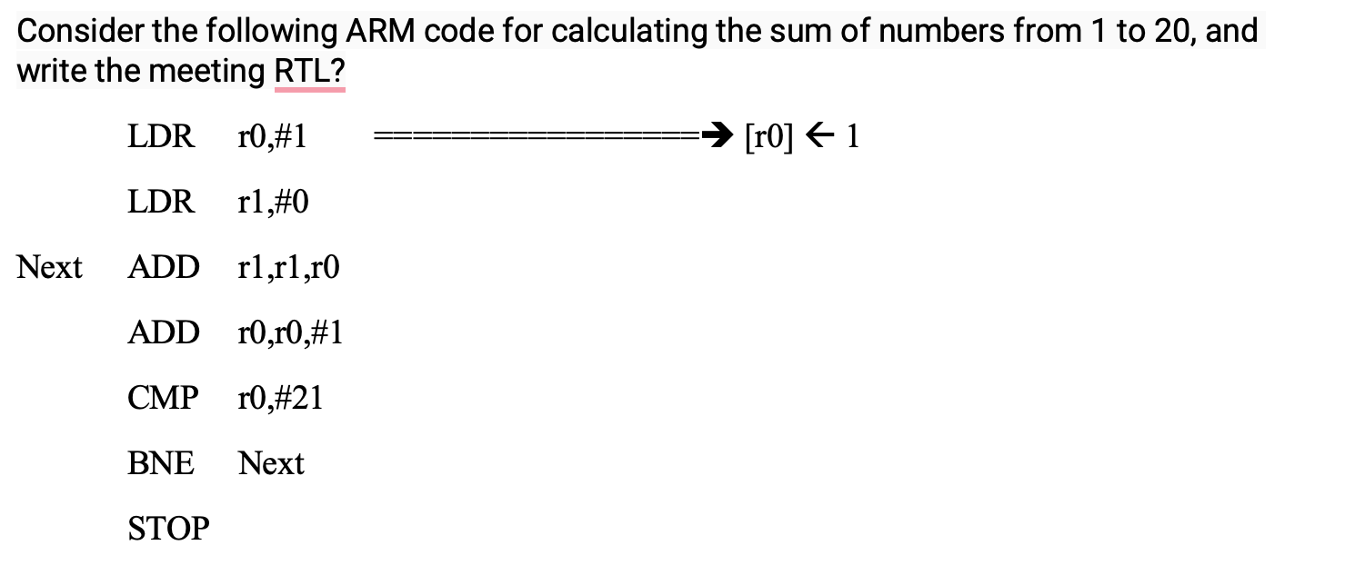 Solved Consider the following ARM code for calculating the | Chegg.com