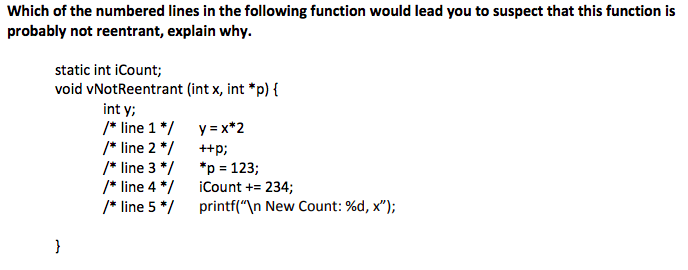 Solved Which of the numbered lines in the following function | Chegg.com