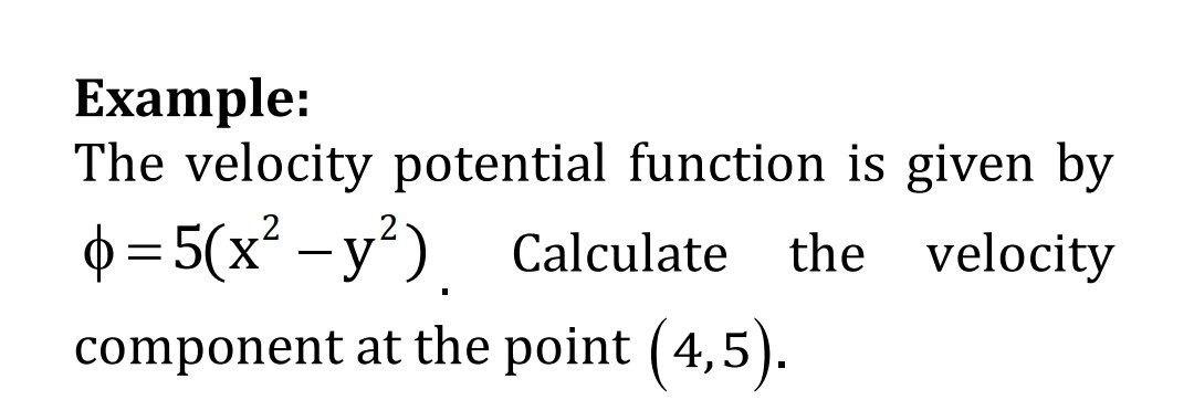 Solved Example: The velocity potential function is given by | Chegg.com
