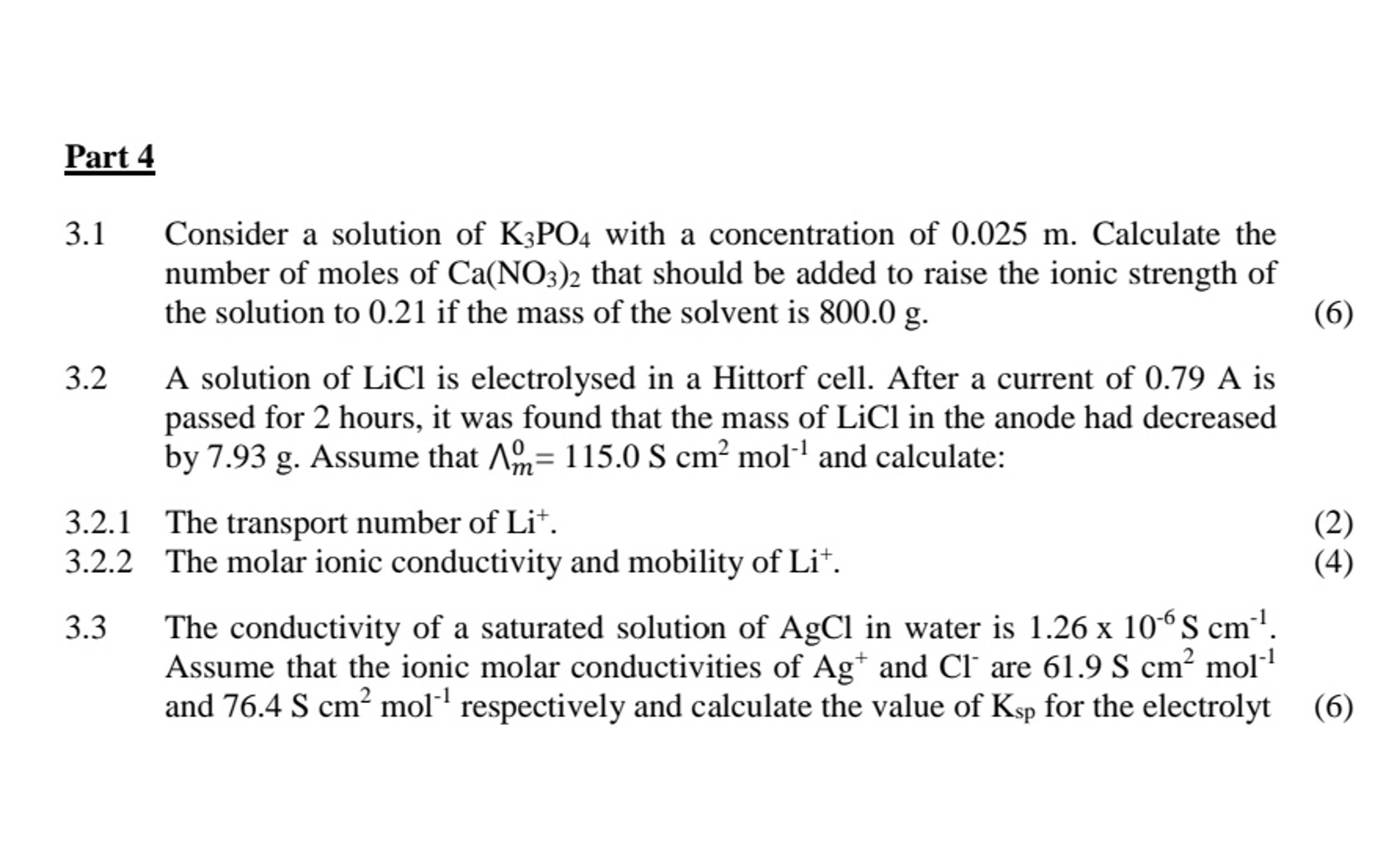 Solved Part 4?3.1 ﻿Consider a solution of K3PO4 ﻿with a | Chegg.com