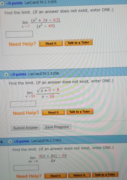Solved e 0r5 polnts | Previous Answers LarCalcET6 2.3.047 | Chegg.com Solved e 0r5 polnts | Previous Answers LarCalcET6 2.3.047 | Chegg.com