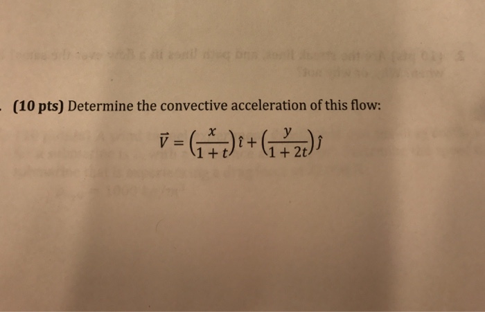 Solved Determine The Convective Acceleration Of This Flow V
