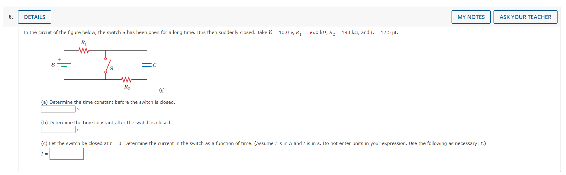 Solved In the circuit of the figure below, the switch S has | Chegg.com