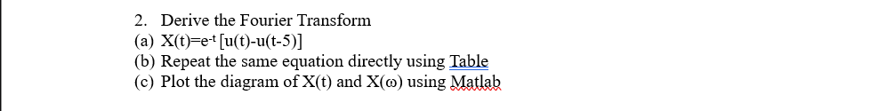 Solved 2. Derive the Fourier Transform (a) | Chegg.com