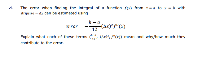Solved The error when finding the integral of a function | Chegg.com