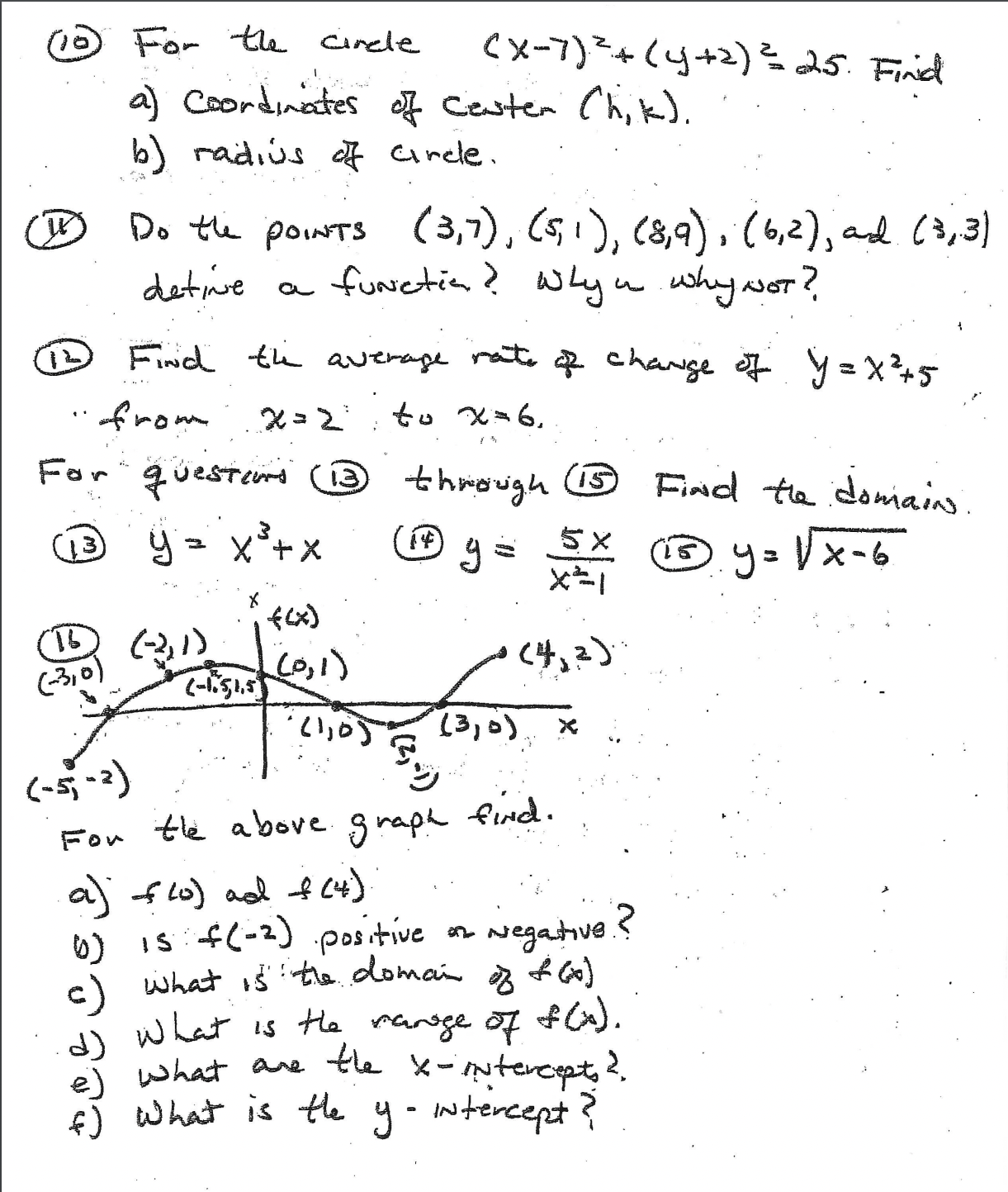 Solved (10) For the circle \\( (x-7)^{2}+(y+2)^{2}=25 \\). | Chegg.com
