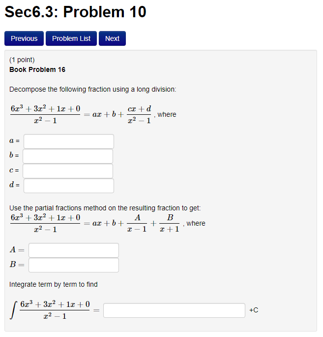 Solved Sec6.3: Problem 10 Previous Problem List Next (1 | Chegg.com