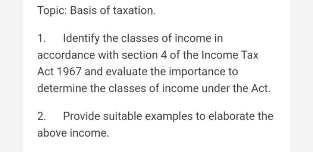 Solved Topic: Basis of taxation. 1. Identify the classes of | Chegg.com
