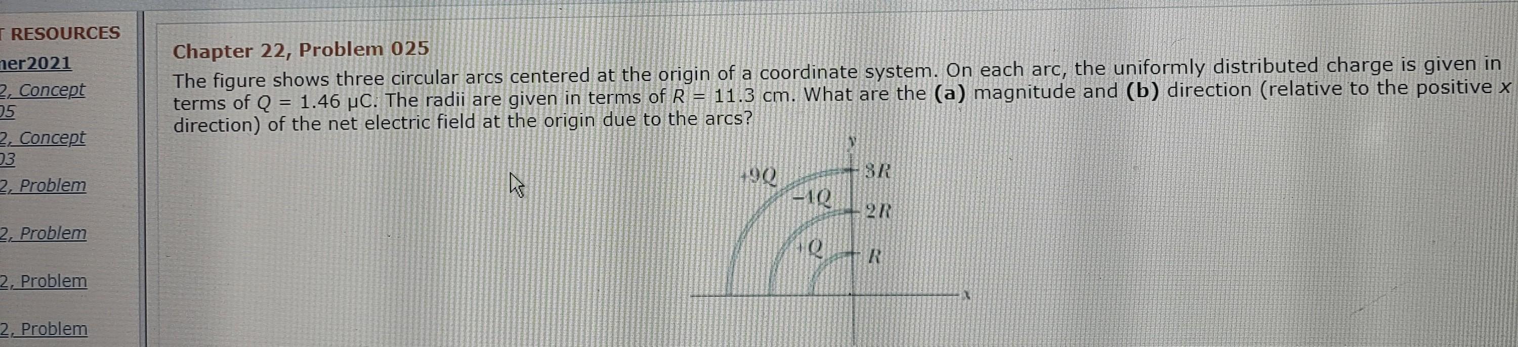 Solved The figure shows three circular arcs centered at the | Chegg.com