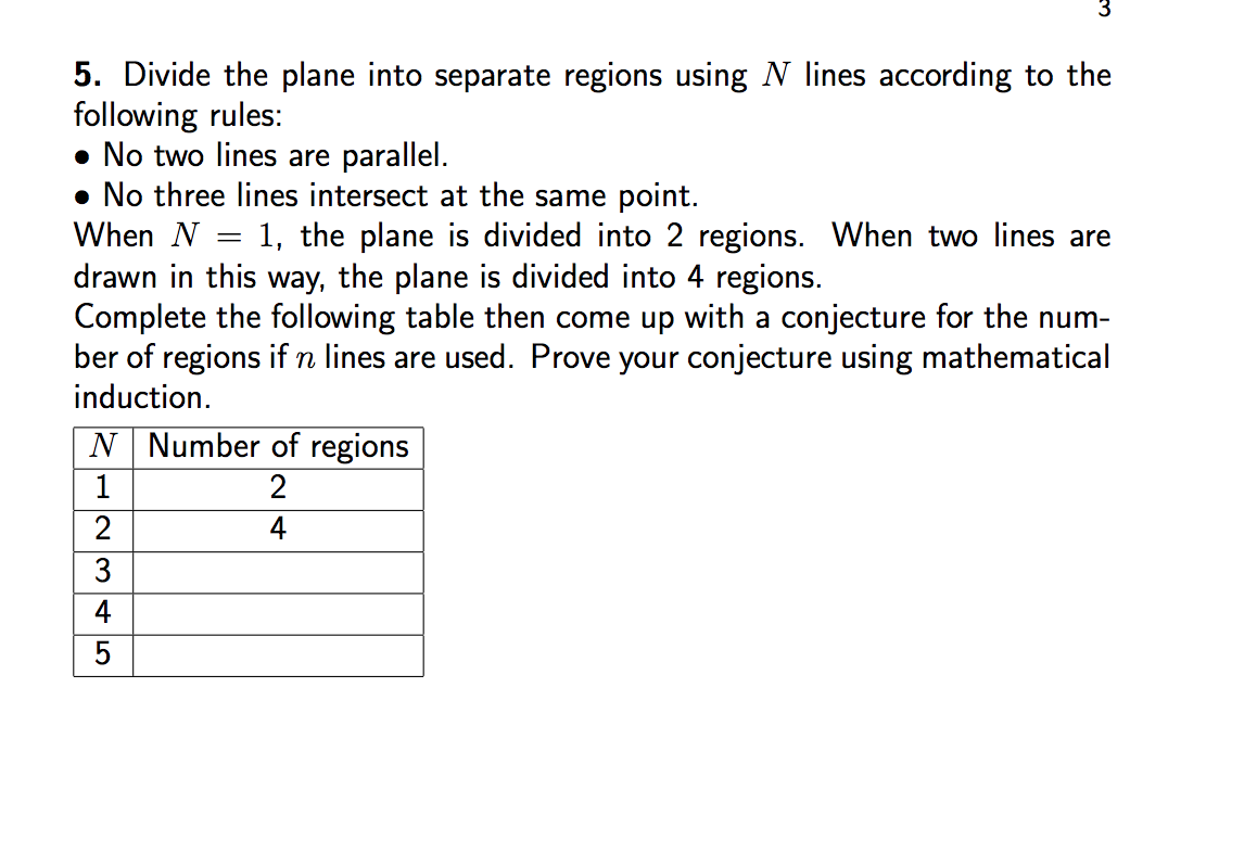 Solved 3 5. Divide the plane into separate regions using N | Chegg.com