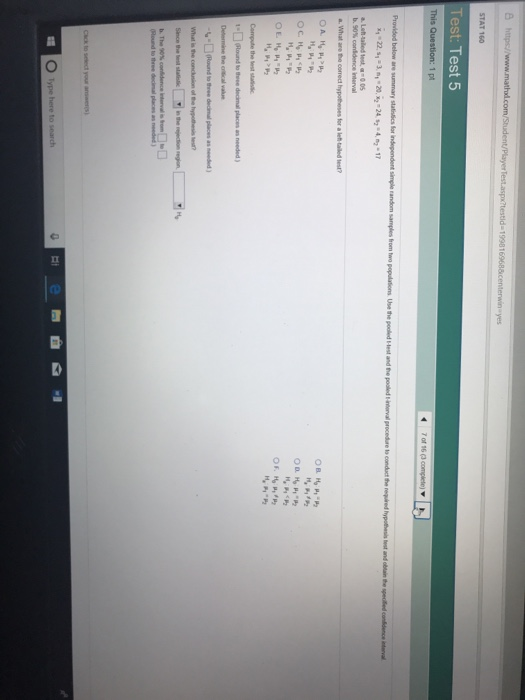 Solved STAT 160 Test: Test 5 | Chegg.com