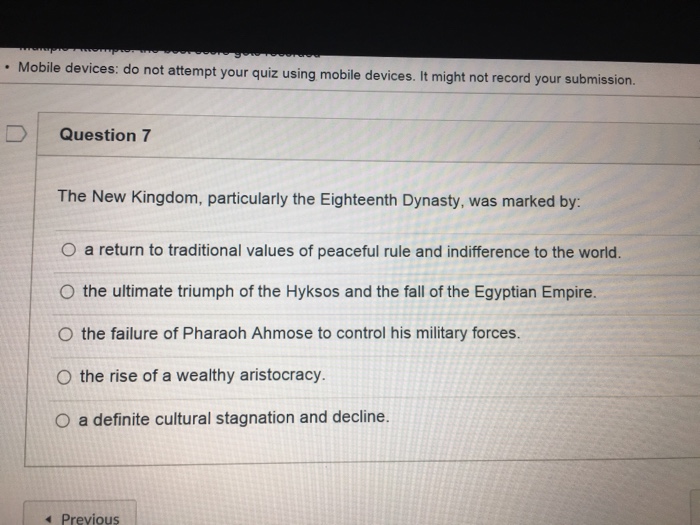 Solved The New Kingdom, particularly the Eighteenth Dynasty, | Chegg.com