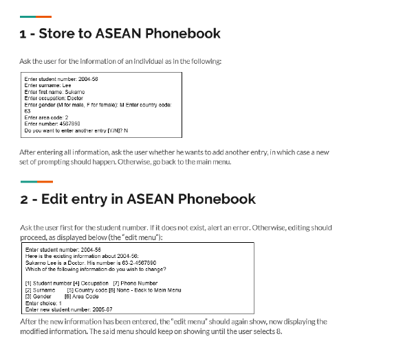 Create a Python program for an ASEAN Phonebook. | Chegg.com