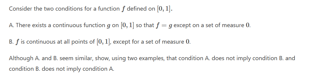 Solved Consider the two conditions for a function f defined | Chegg.com