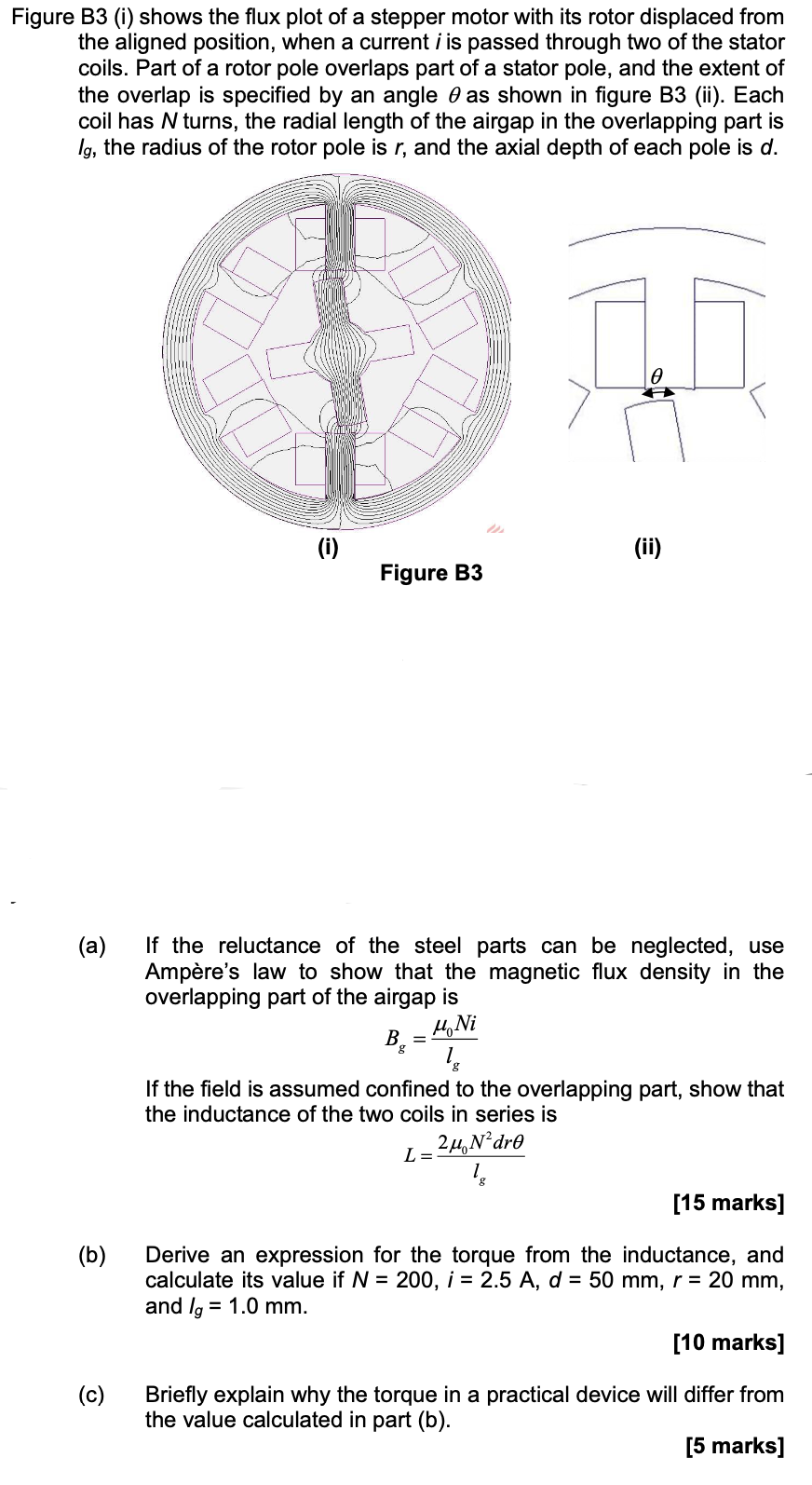 Solved Figure B3 (i) shows the flux plot of a stepper motor | Chegg.com