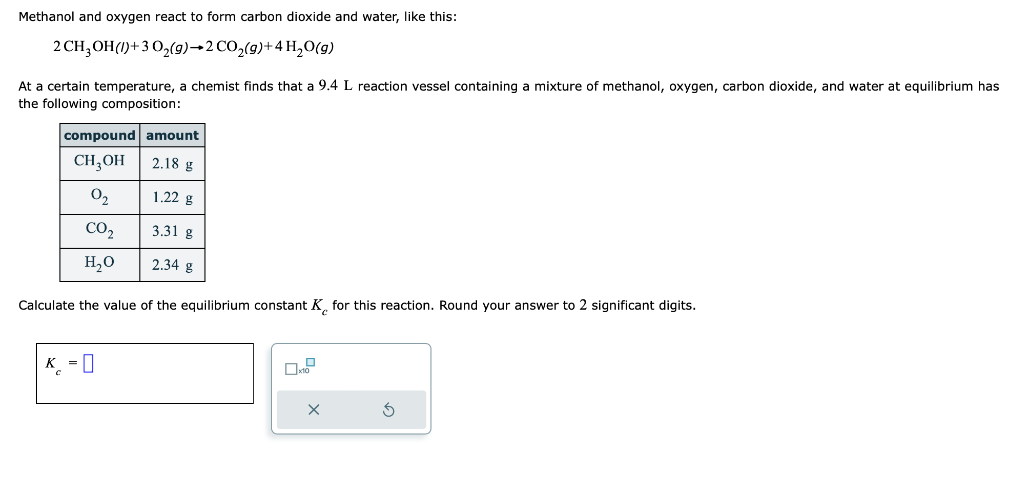 Solved Methanol and oxygen react to form carbon dioxide and | Chegg.com