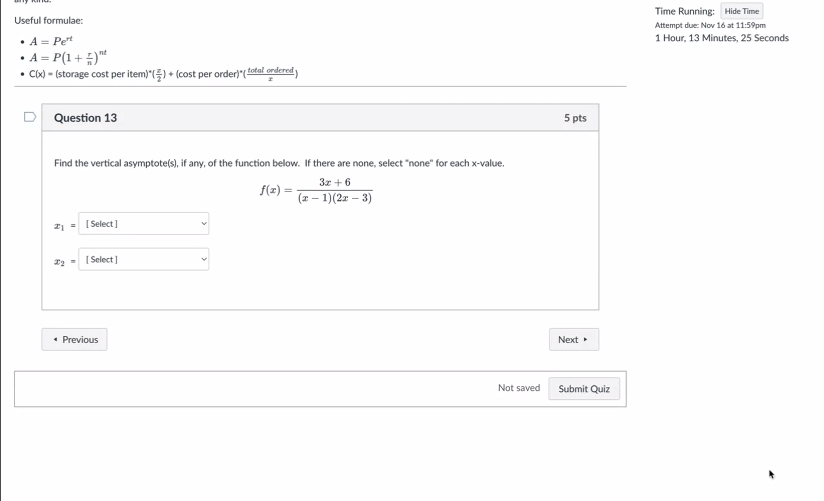 Solved Useful formulae: Time Running: - A=Pert Attempt due | Chegg.com