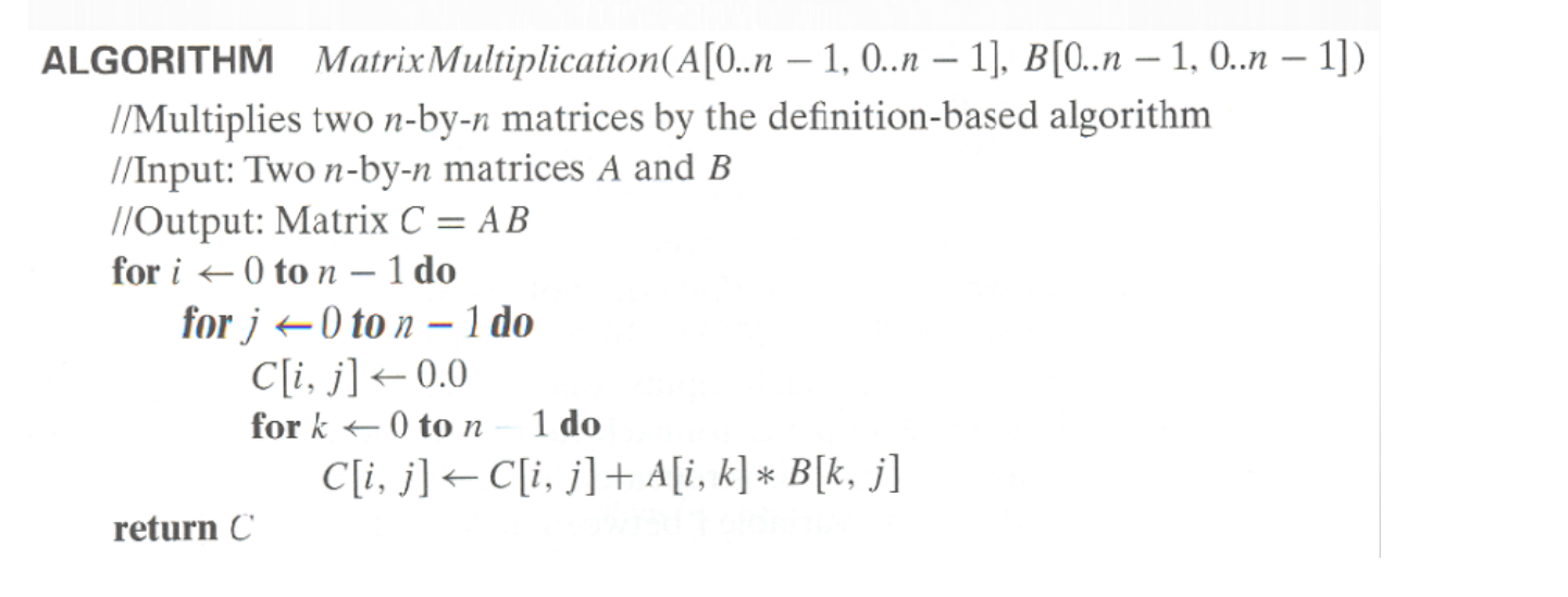 Solved ALGORITHM Matrix Multiplication(A[O..n - 1, 0..n – | Chegg.com
