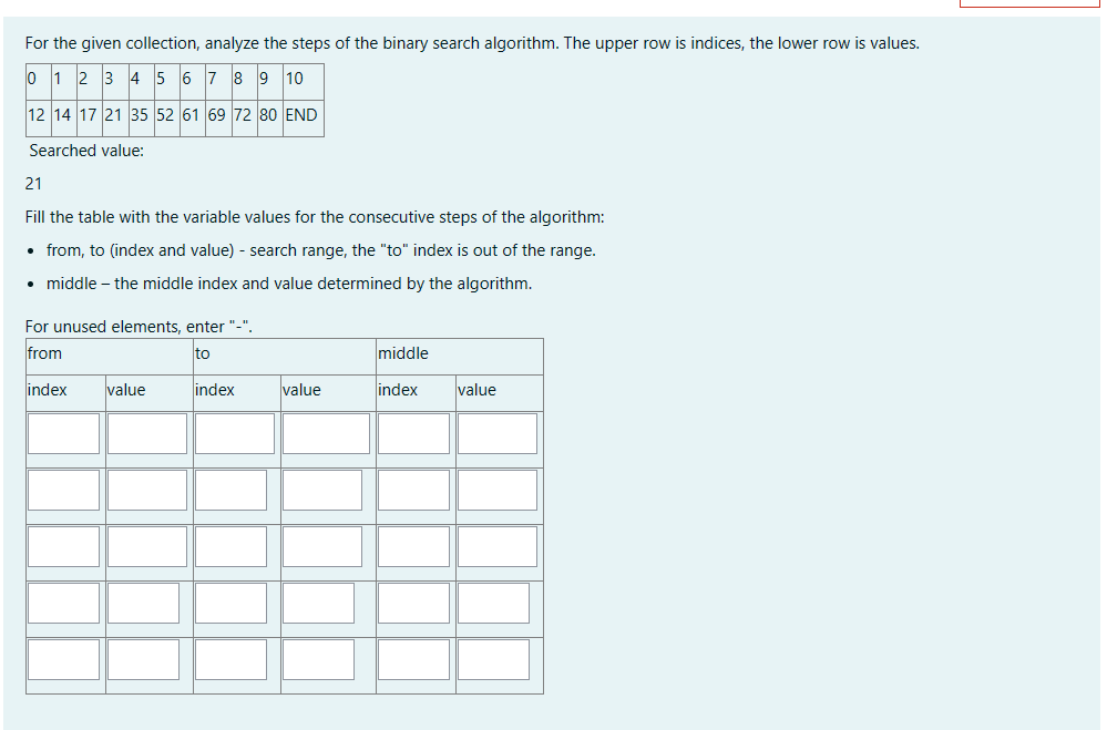 Solved 21 Fill the table with the variable values for the | Chegg.com