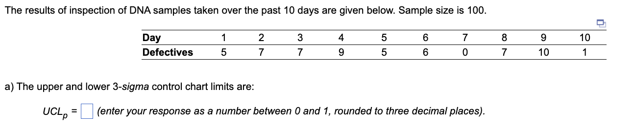 Solved a) The upper and lower 3-sigma control chart limits | Chegg.com