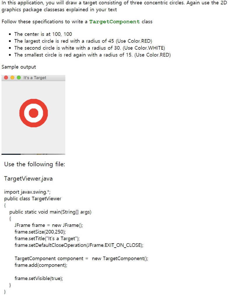 Solved In this application, you will draw a target | Chegg.com