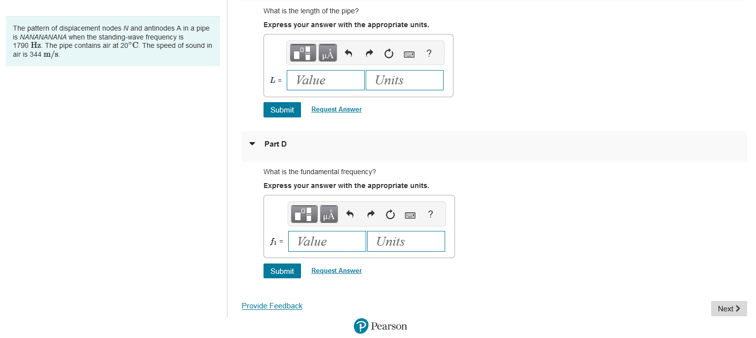 Solved The pattern of displacement nodes N and antinodes A | Chegg.com