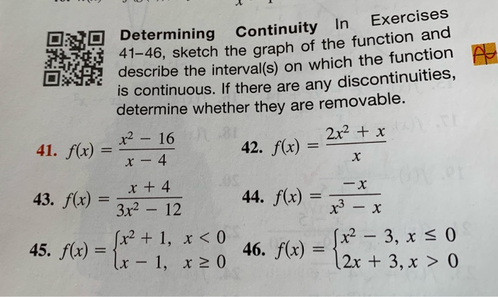 Solved Exercises Determining Continuity In 41-46, sketch the | Chegg.com